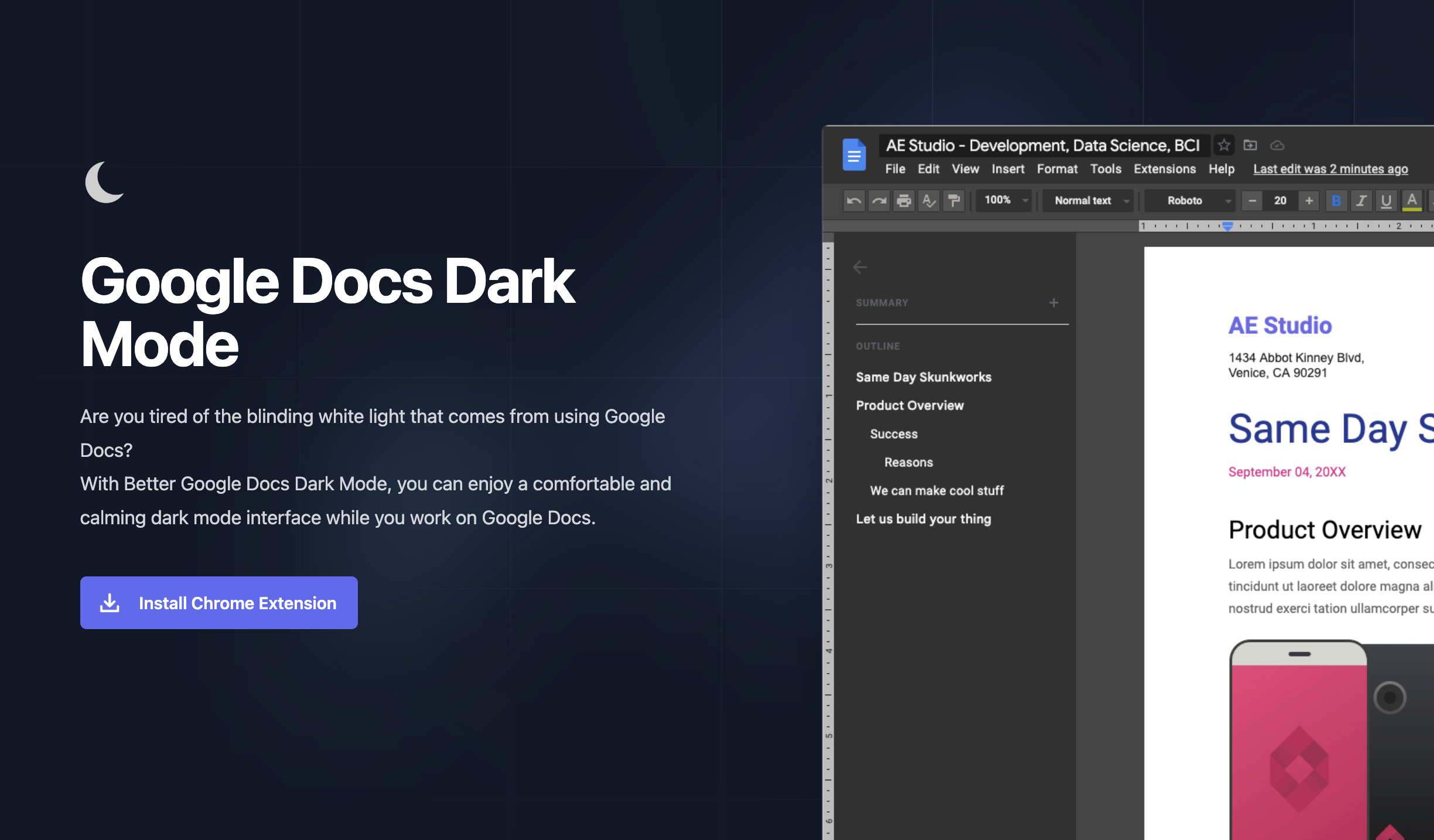 Better Google Docs Dark Mode Chrome Extension